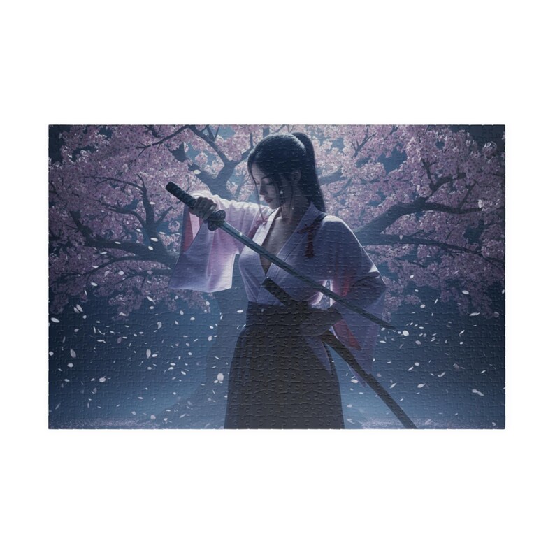 Sakura Samurai Jigsaw Puzzle: Elegant Katana Warrior, Cherry Blossom ...
