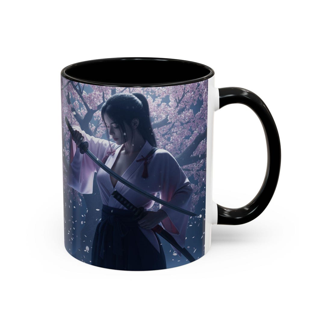 Sakura Samurai Coffee Mug | Japanese Cherry Blossom Katana Art - Etsy
