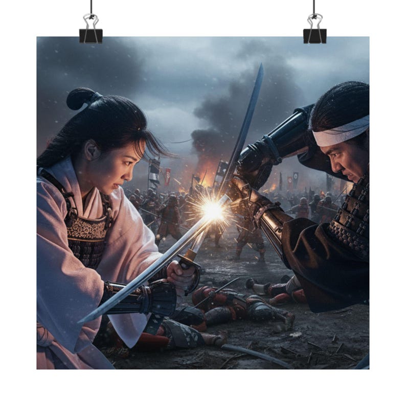 Samurai Duel Giclée Print: Cinematic Japanese Warrior Battle Art - Etsy