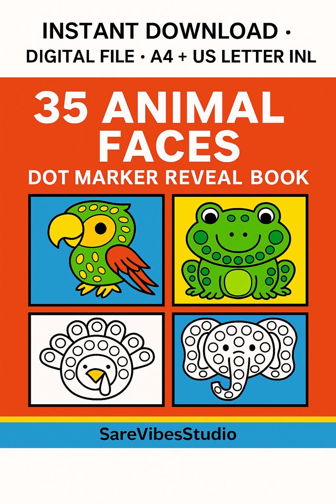 35 Animal Faces Coloring Pages - Etsy