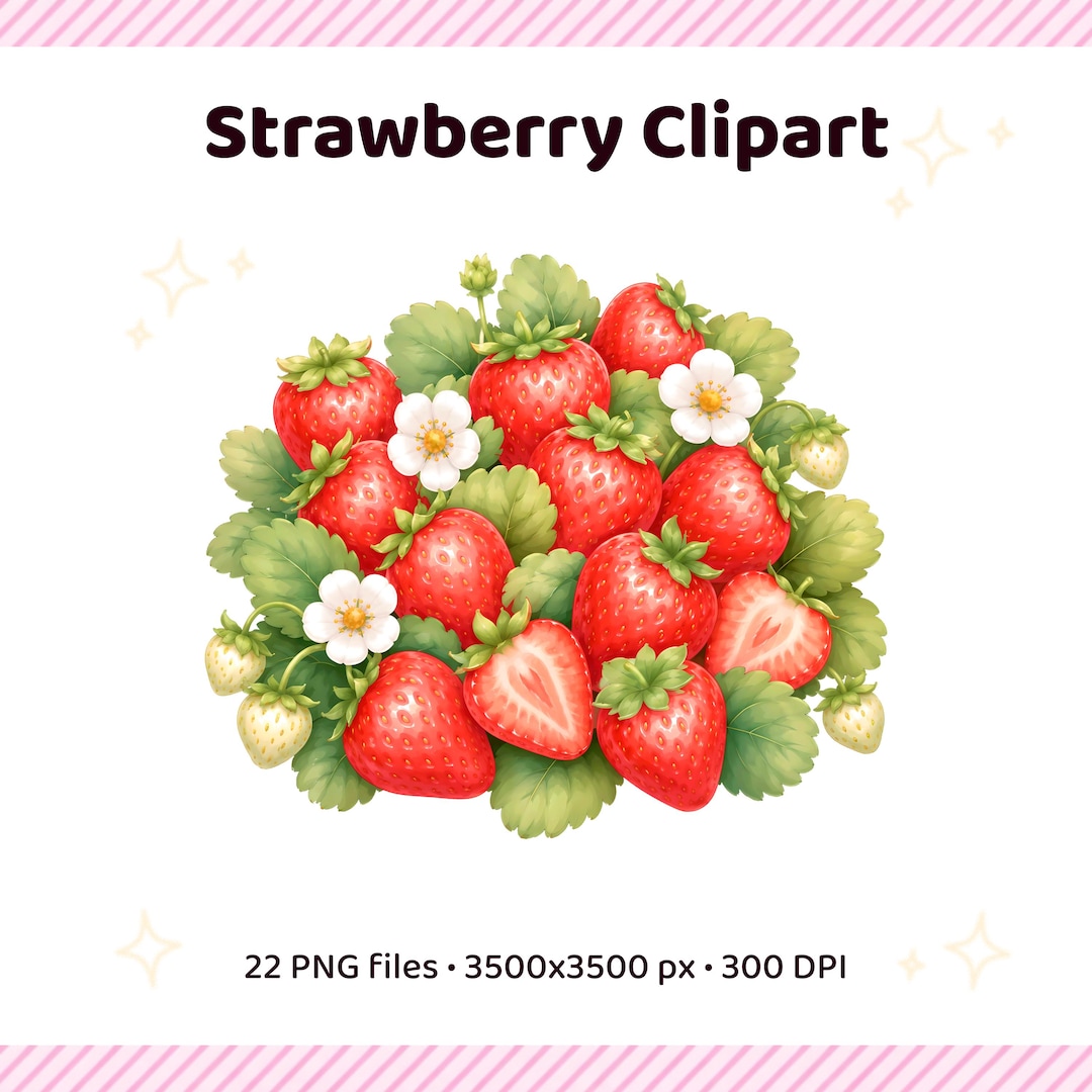 Strawberry Clipart Bundle, Berry Clip Art, 22 Pngs With Transparent ...