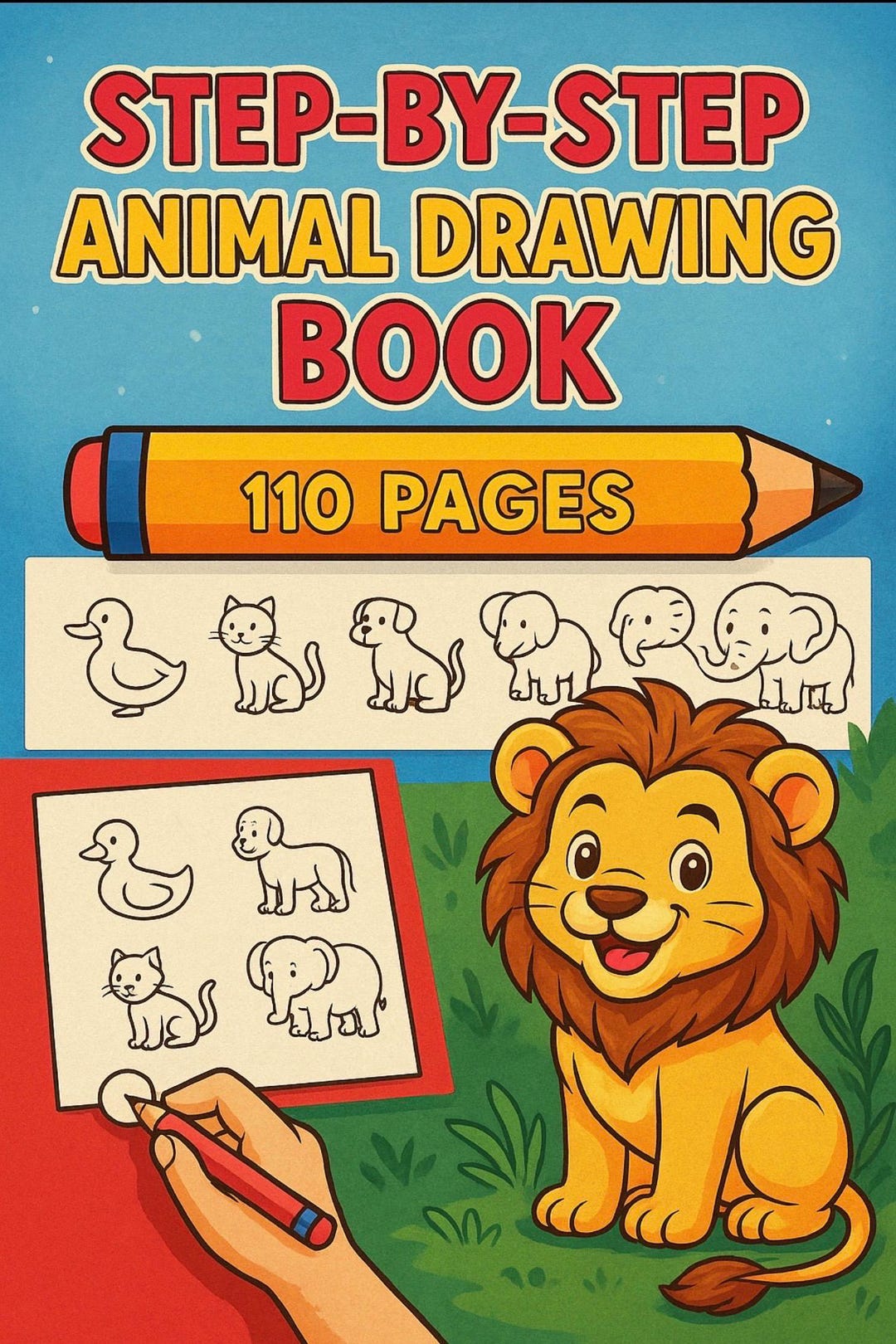 Animal Drawing Book for Kids: Step-by-step Guide (110 Pages) (printable ...