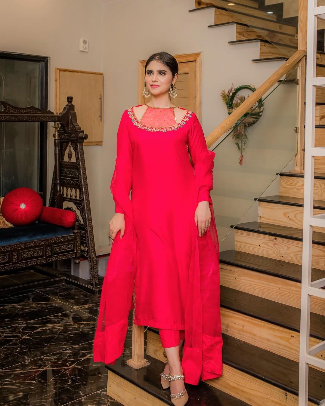 Pink Silk Set | Sheesha Silk Suit for Women | Embellished Neckline ...