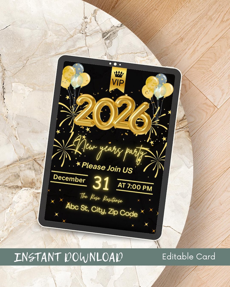 Editable New Years Eve Party Invitation. 2026 New Years Party Invite ...
