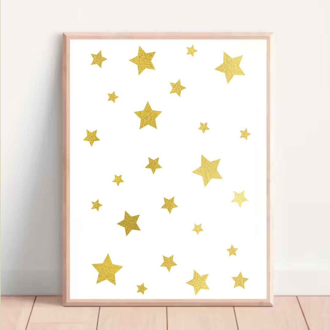 Faux Gold Star Printable, Minimalist Wall Art, Modern Gold Nursery ...