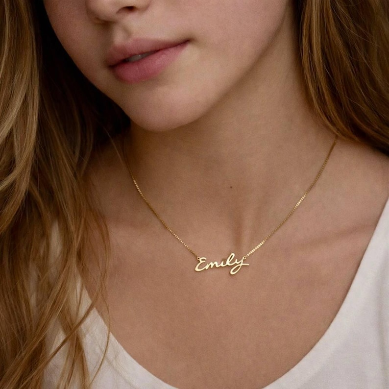 Personalized Kids Name Necklace, Gold or Silver, Custom Script Pendant ...