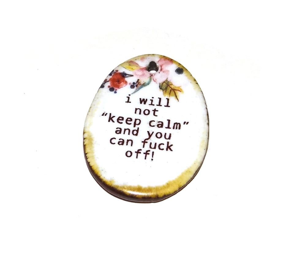 Ceramic Quote Pendant Word Handmade Focal Inspirational Motivational