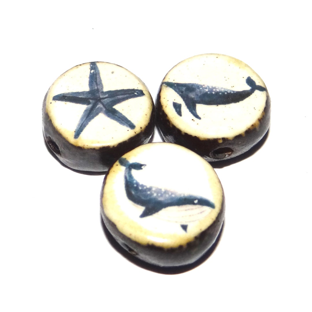 Ceramic Marine Life Bead Trio Beads Porcelain Handmade 14mm CC10-3 - Etsy
