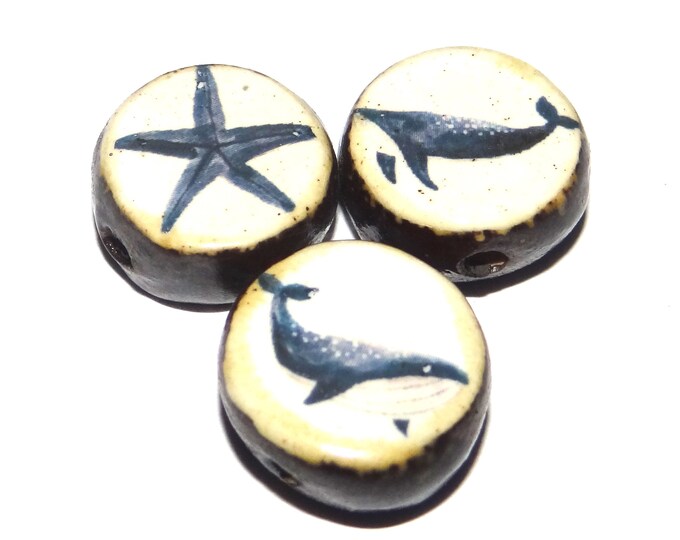 Ceramic Marine Life Bead Trio Beads Porcelain Handmade 14mm CC10-3 - Etsy