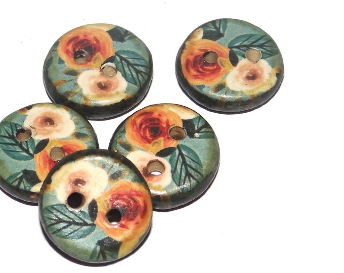 5 Ceramic Porcelain Chunky Buttons Floral Flowers 18mm P1-3 - Etsy