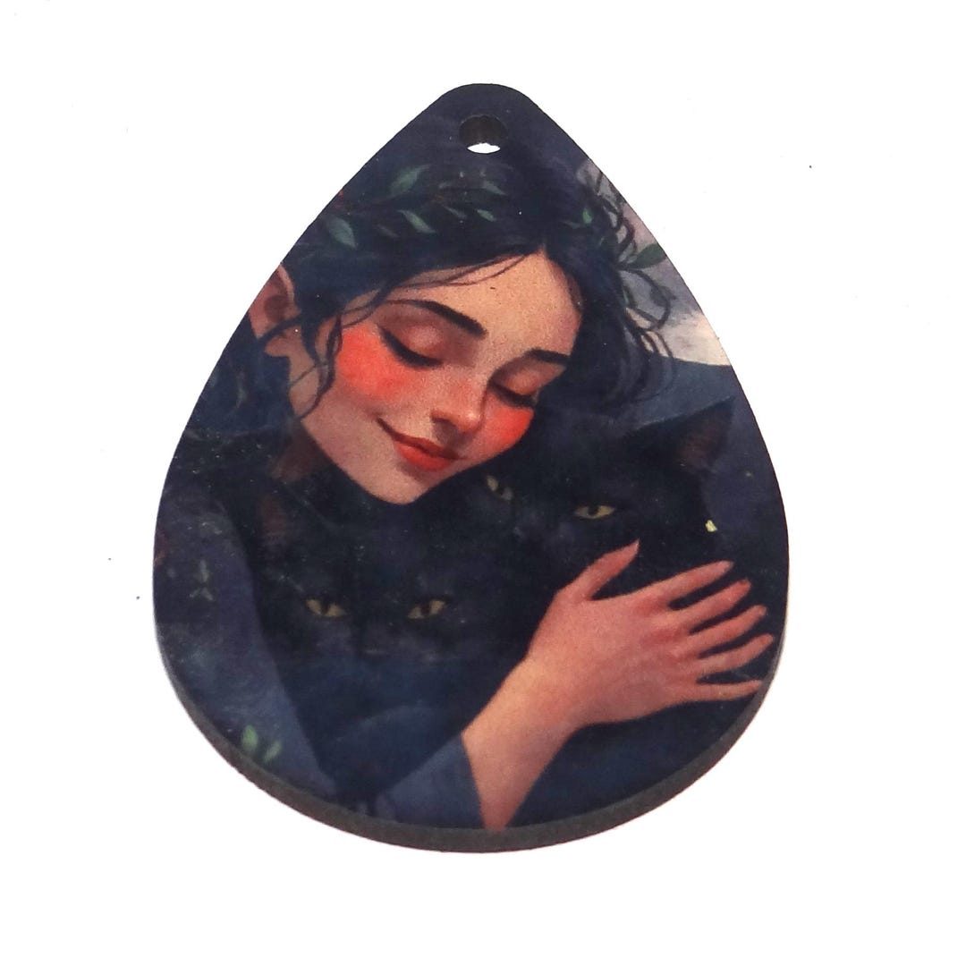 Wooden Two Sided Cat Pendant Porcelain Handmade 45mm MM9-2 - Etsy