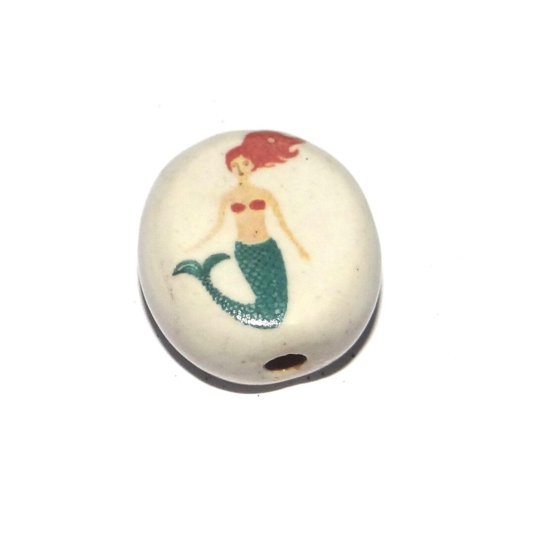 Ceramic Mermaid Bead Handmade Pottery Beads 19-20mm PP4-4 - Etsy