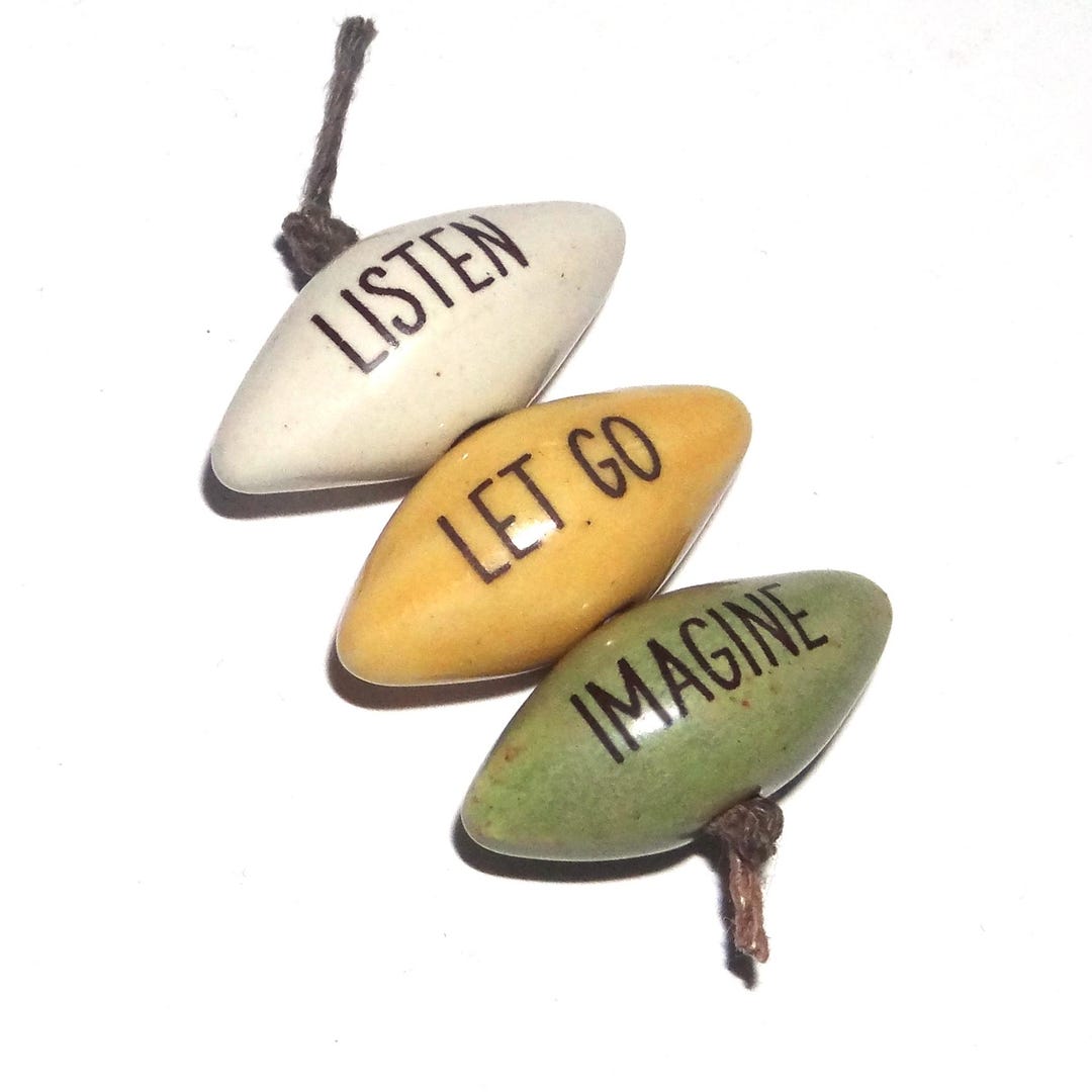 Ceramic Quote Word Bead Set Beads Handmade Pointy 24mm 1" BB1-3 - Etsy