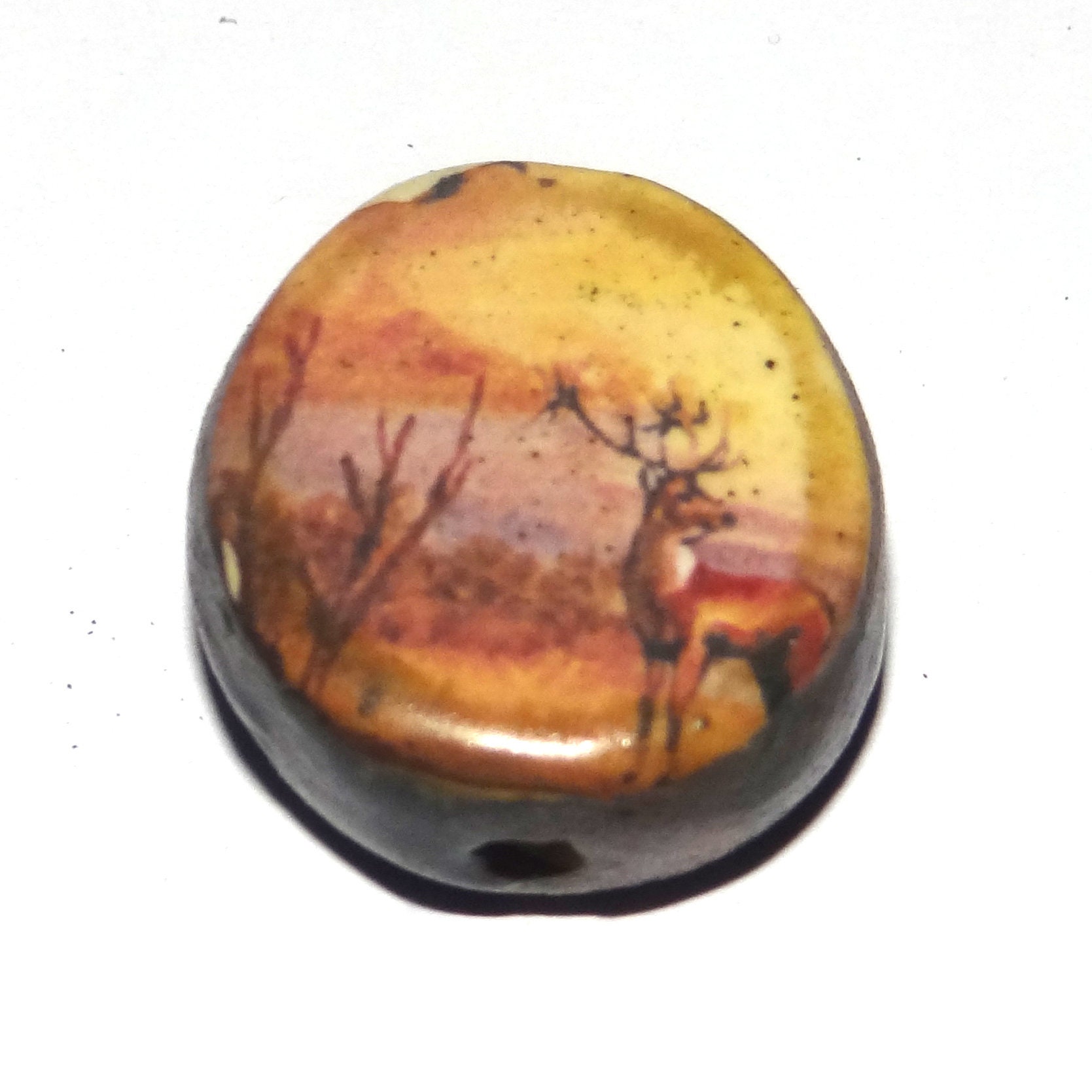 Ceramic Deer Focal Bead Handmade Pottery Beads 24mm PP5-1