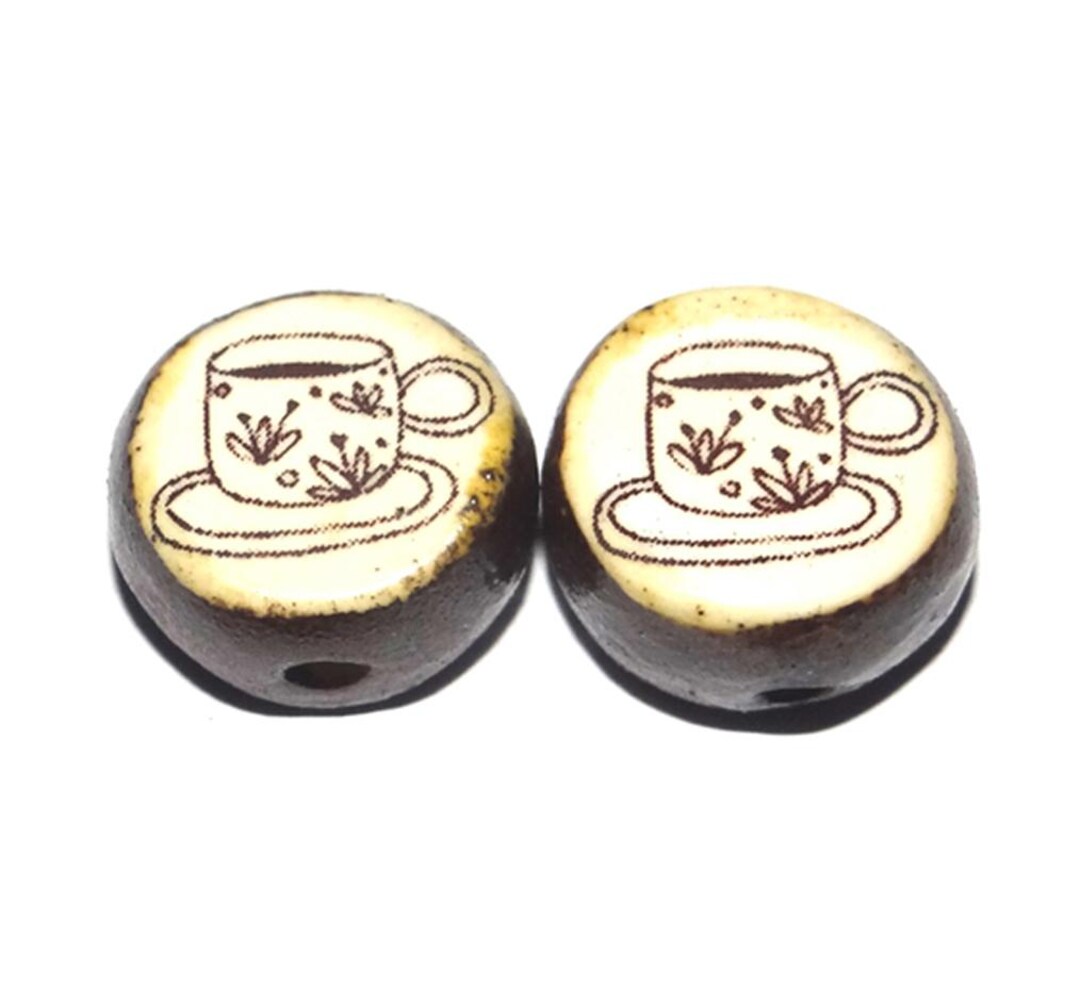 Ceramic Tea Coffee Cup Beads Pair Porcelain 14mm CC9-3 - Etsy Australia