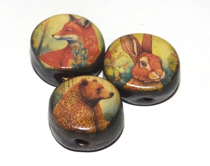 Ceramic Forest Animals Bead Beads Porcelain Handmade 15mm PP7-3 - Etsy