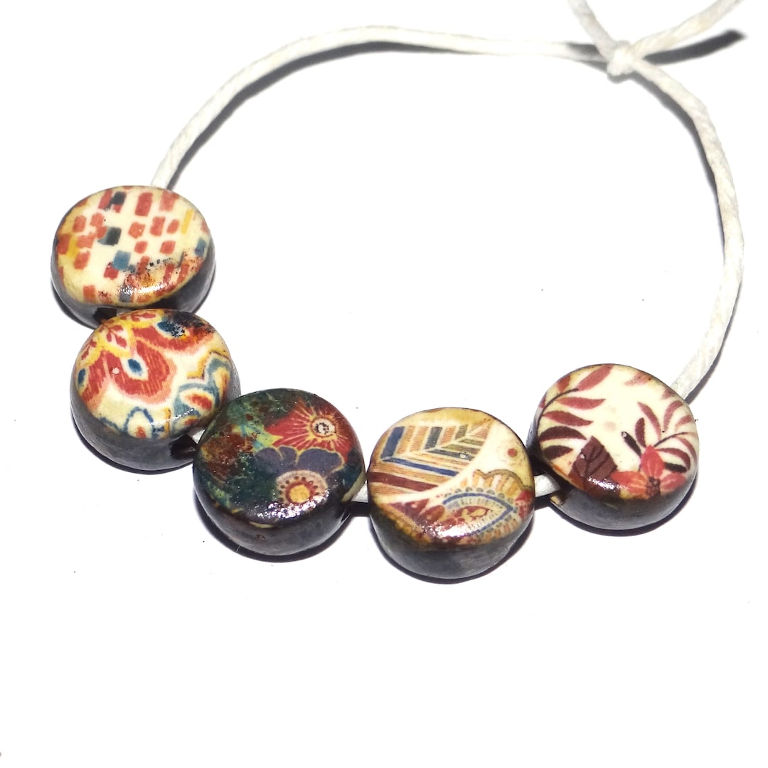 Ceramic Dot Bead Set Handmade Porcelain 11-12mm - Etsy