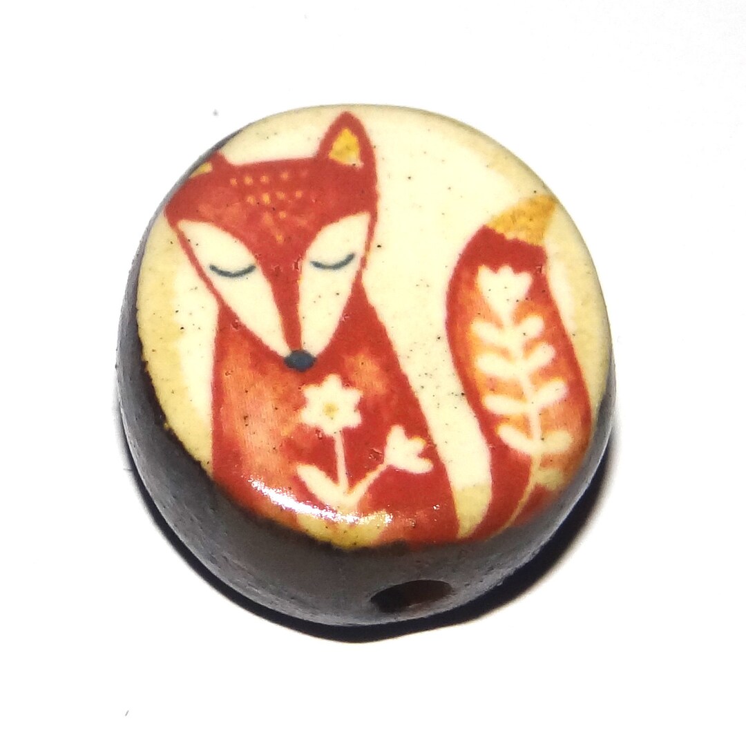 Ceramic Fox Focal Bead Handmade Pottery Beads 24mm PP7-3 - Etsy