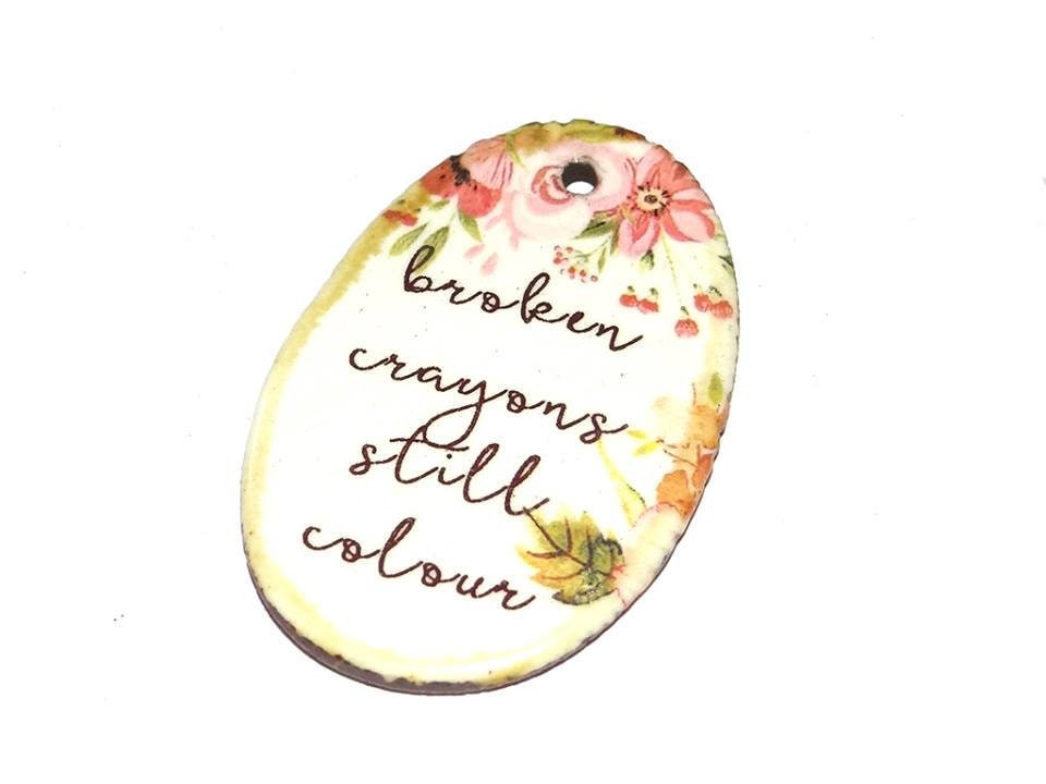 Ceramic Quote Pendant Word Handmade Focal Inspiration Message Porcelain