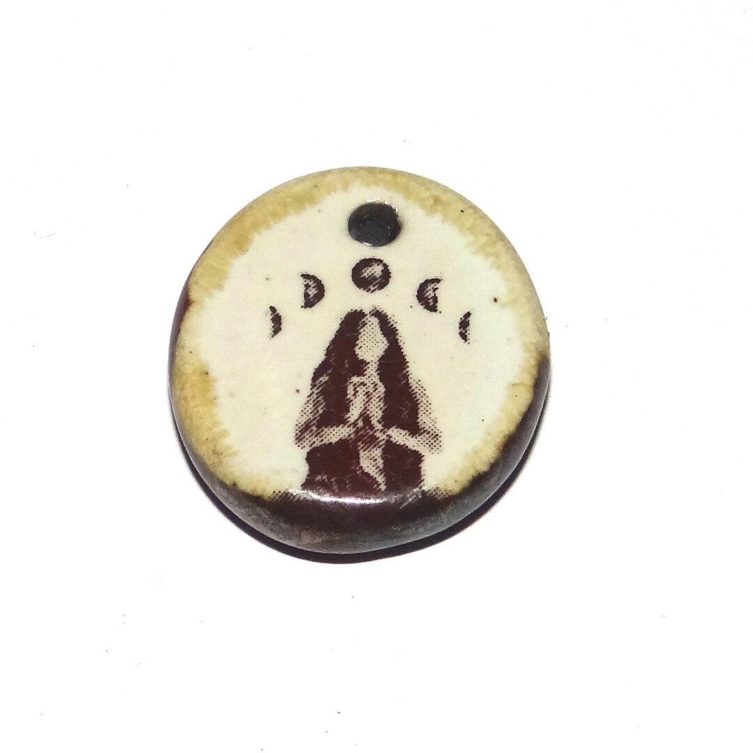 Ceramic Moon Phases Charm Pendant Porcelain Handmade 20mm CC9-4 - Etsy