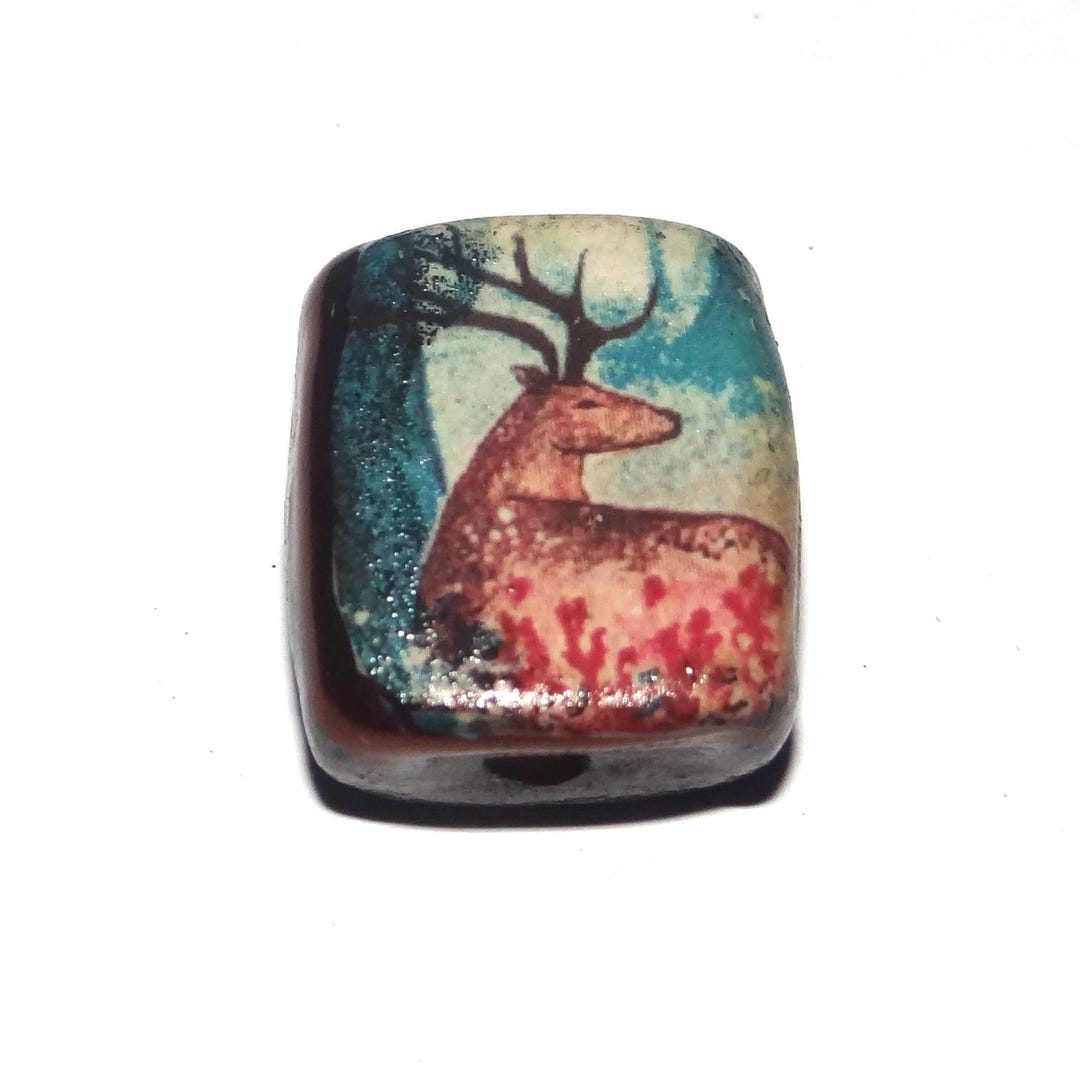Ceramic Deer Focal Bead Handmade Pottery Beads 20mm BB7-1 - Etsy