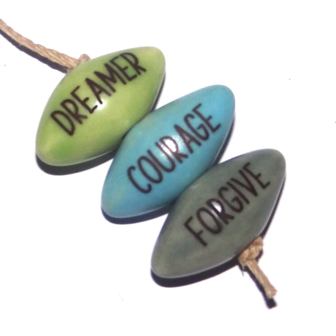 Ceramic Quote Word Bead Set Beads Handmade Pointy 24mm 1" BB1-1 - Etsy
