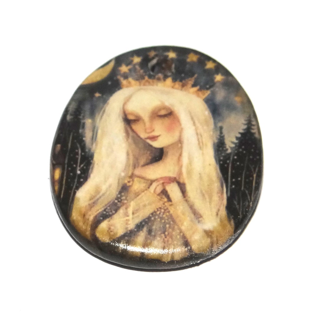 Ceramic Princess Pendant Handmade Focal Porcelain 30mm CC6-3 - Etsy