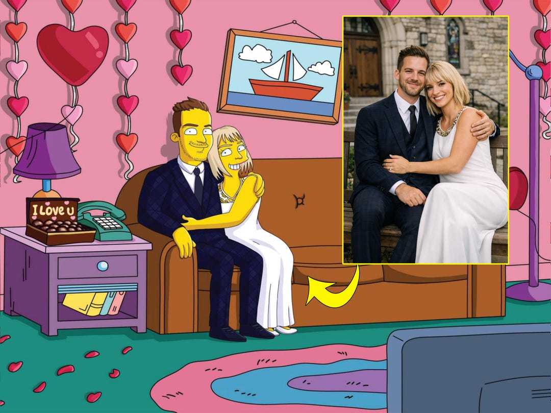 Simpsons Couple Picture Custom Valentine Gift Yellow Characters ...