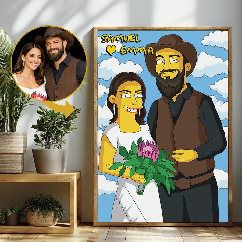 Simpsons Couple Picture Custom Valentine Gift Yellow Characters ...