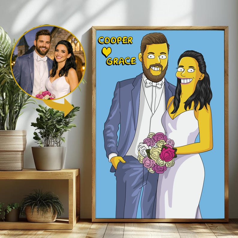 Simpsons Couple Picture Custom Valentine Gift Yellow Characters ...