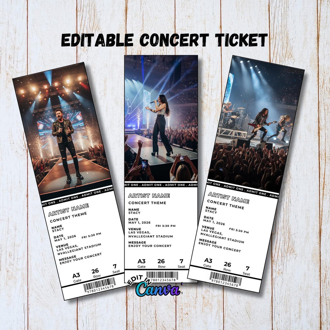 Customizable Concert Ticket Gift Template, Surprise Event Reveal ...