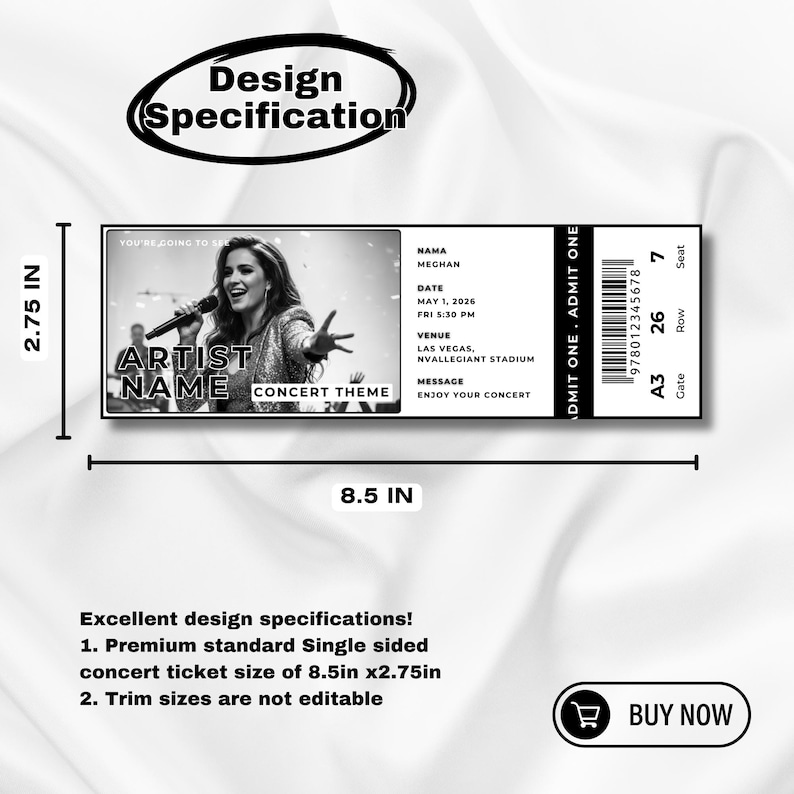 Editable Concert Ticket Template, Printable Surprise Gift (digital PDF ...