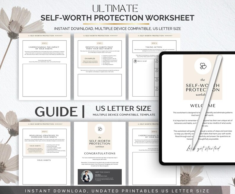 Self-worth Protection Worksheet | Boundaries, Confidence & Personal ...