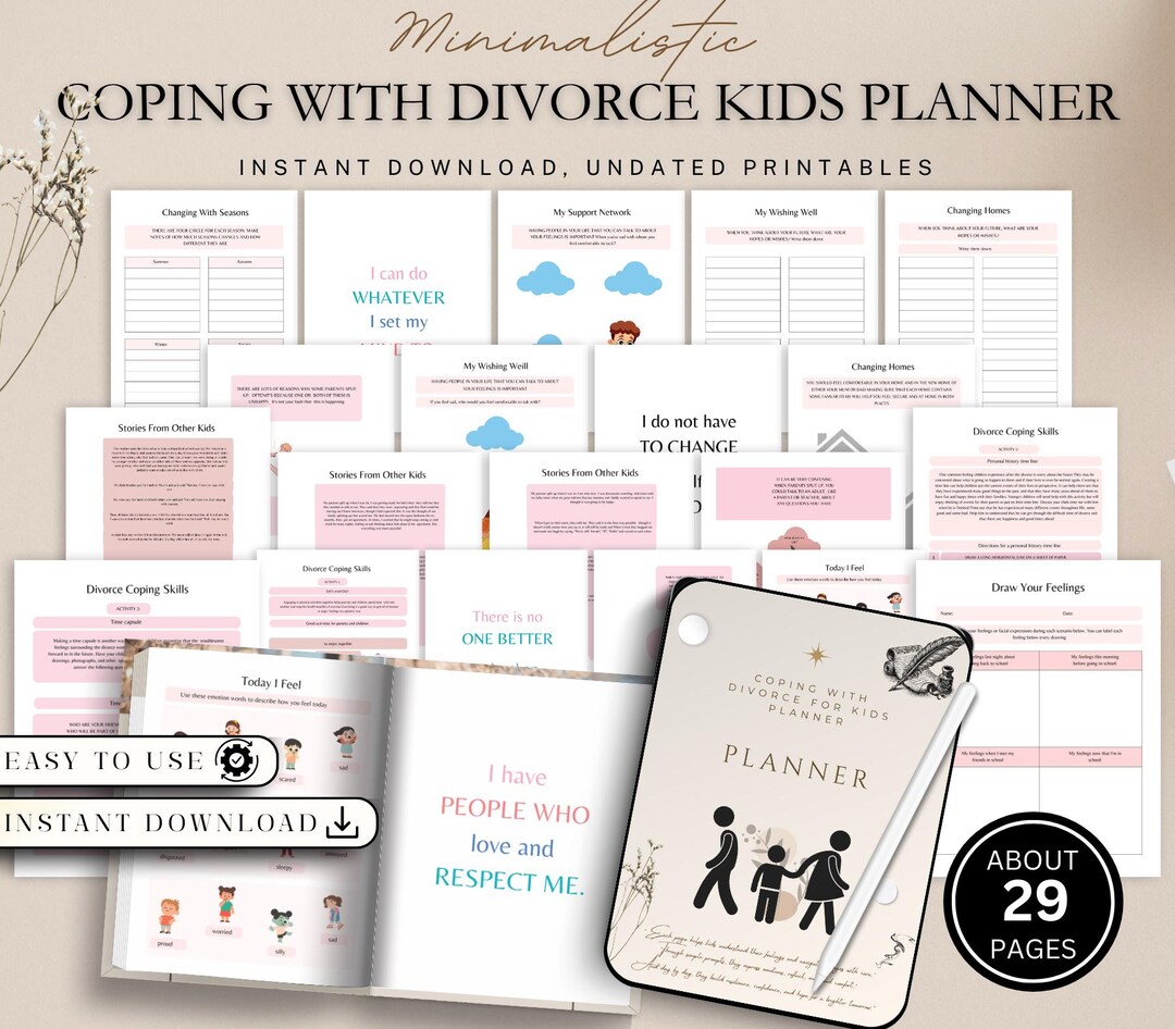 Coping With Divorce for Kids Planner | Gentle Emotional Support ...