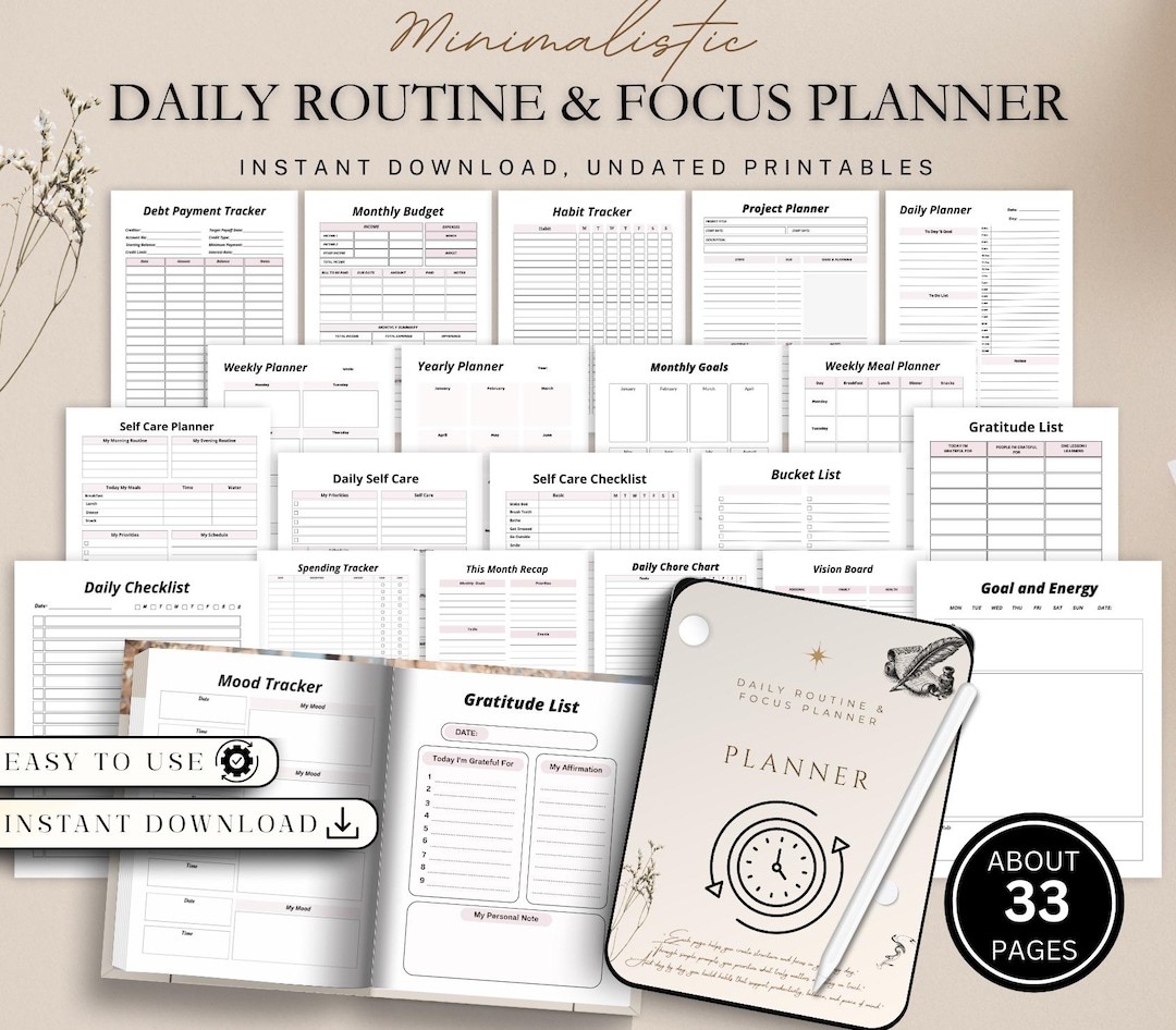 Daily Routine and Focus Planner | Time-blocking, Habit Tracking ...