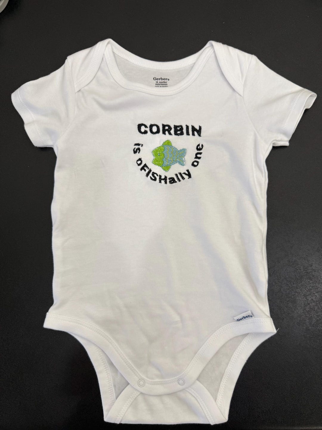 Embroidered O-fish-ally 1 Birthday Onesie - Etsy