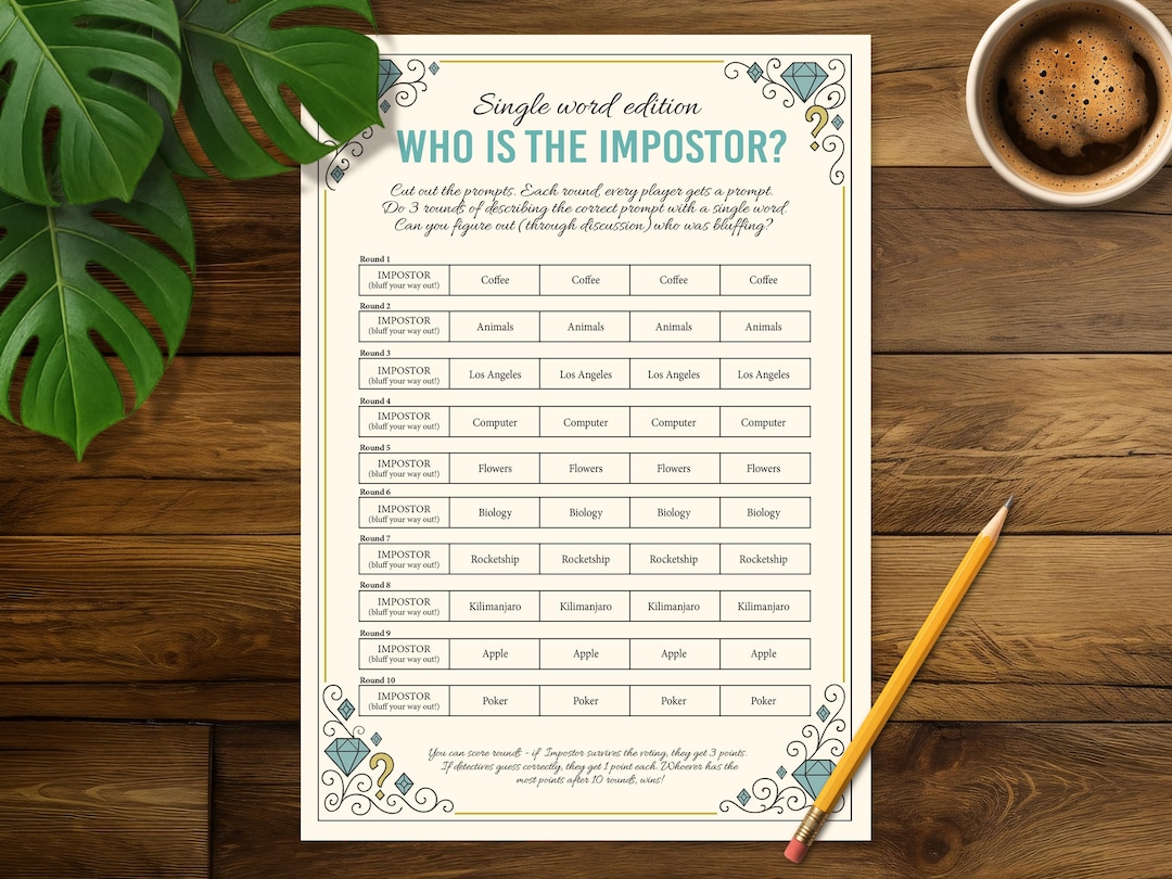 Viral Guess the Impostor Game - Fun Printable PDF Game for Friends ...