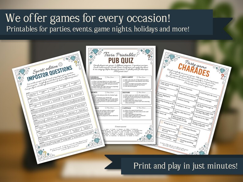 Charades Printable PDF Game – Fun Party Challenge for Game Nights ...