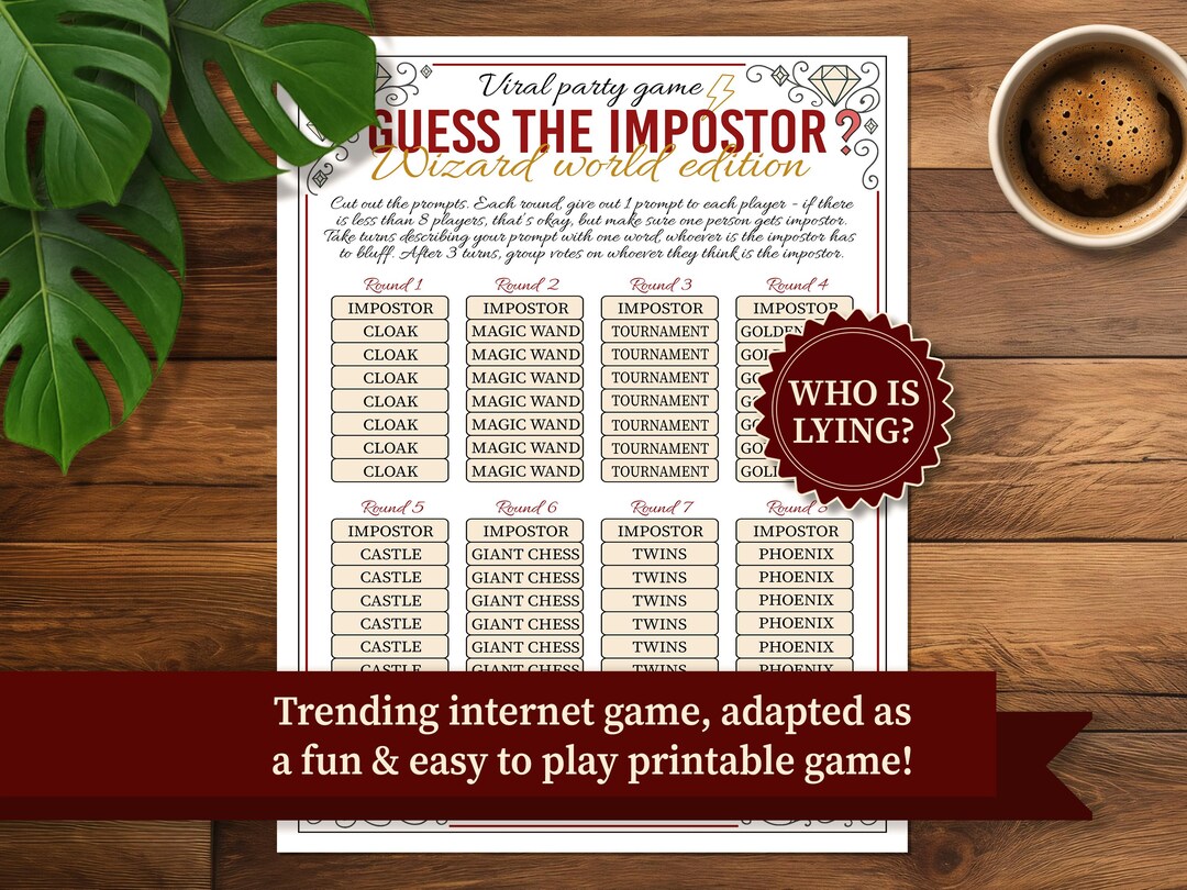 Wizard Guess the Impostor, Viral Party Game Printable PDF - Imposter ...