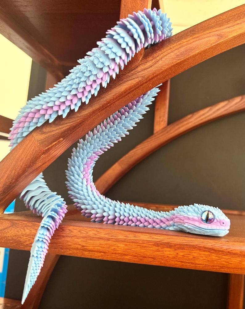 3D Printed Articulated Viper Snake | Flexible Fidget Toy, Home Decor - Etsy