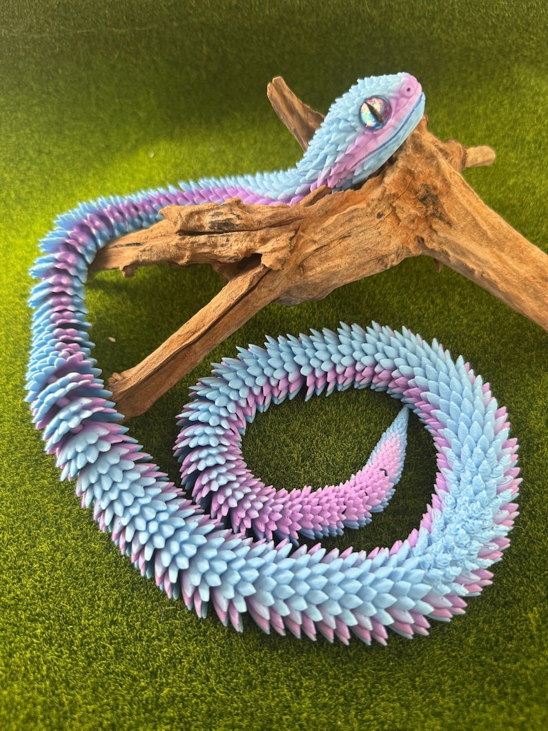 3D Printed Articulated Viper Snake | Flexible Fidget Toy, Home Decor - Etsy