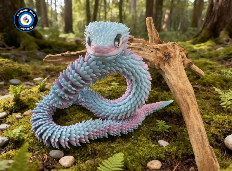3D Printed Articulated Viper Snake | Flexible Fidget Toy, Home Decor - Etsy