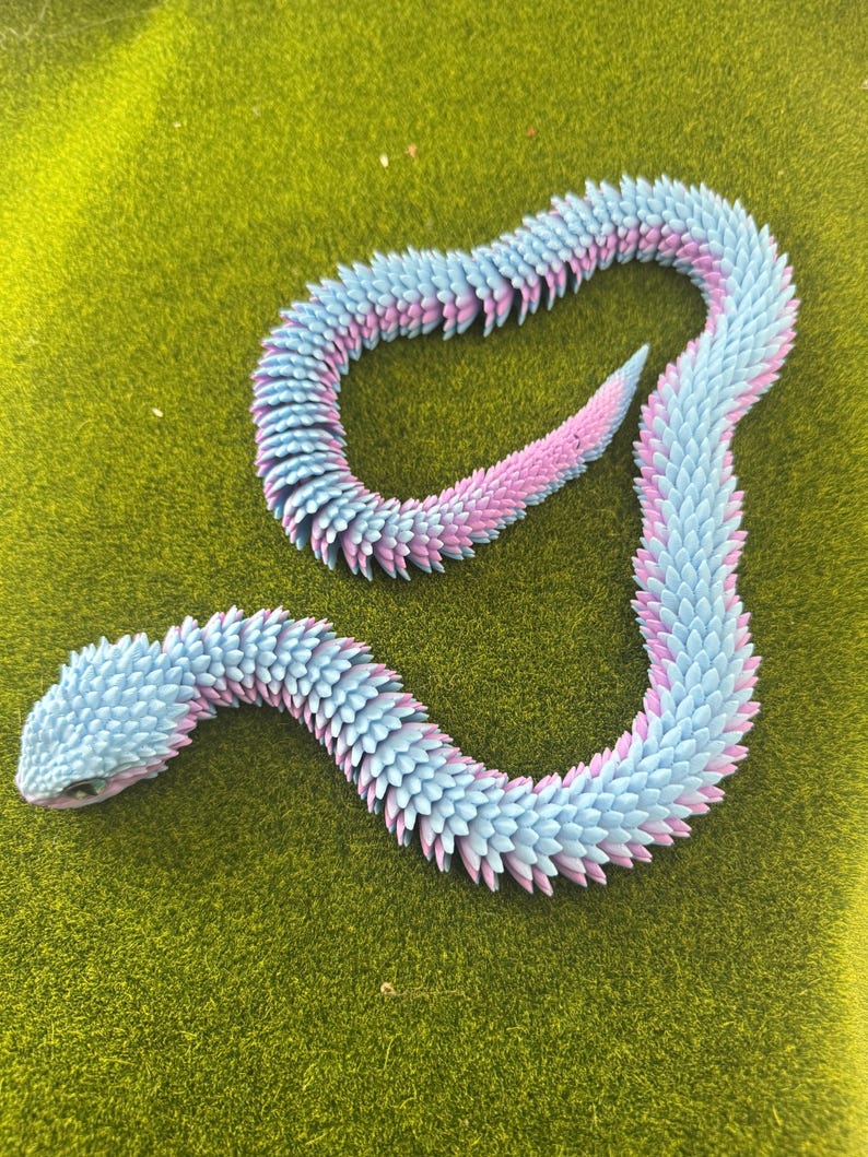 3D Printed Articulated Viper Snake | Flexible Fidget Toy, Home Decor - Etsy
