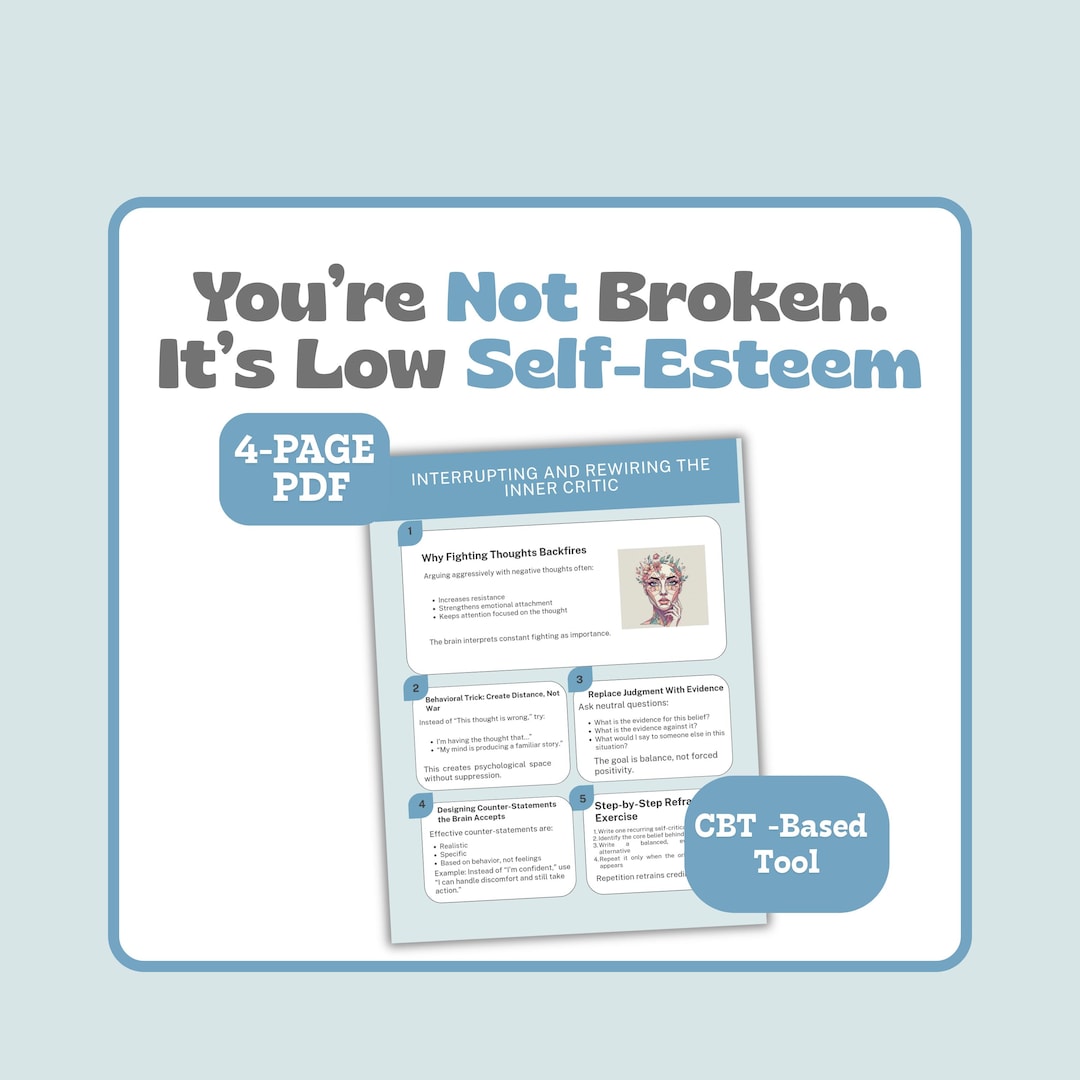 Low Self-esteem and Negative Self-talk Mini Workbook | Build Confidence ...