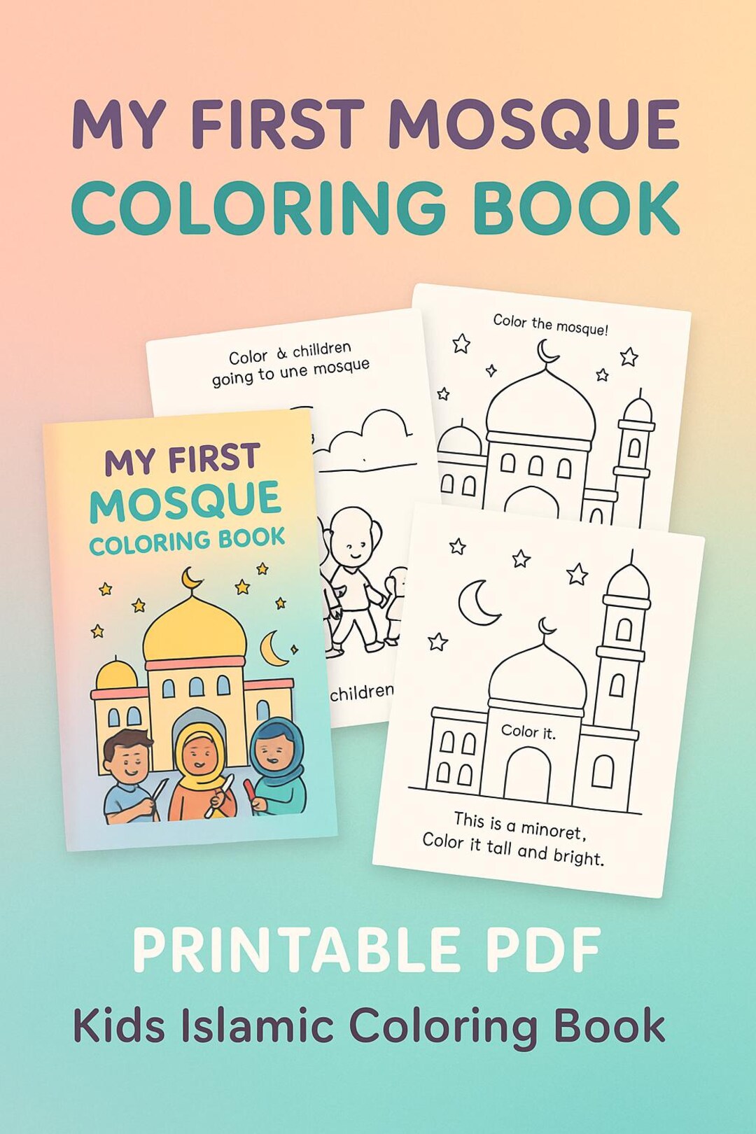 Kids' My First Mosque Coloring Book | Islamic Mosques, Domes (A4 ...