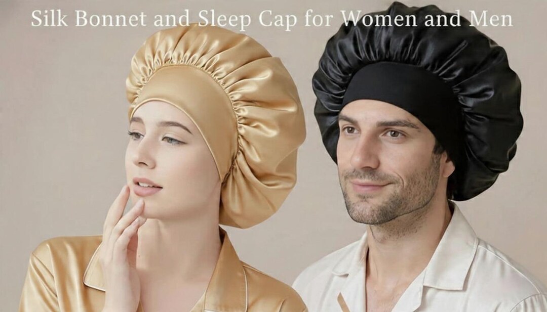 Silk Bonnet and Sleep Cap for Women and Men, Satin Hair, Soft Elastic ...
