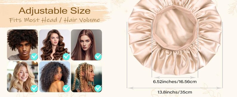 Silk Bonnet and Sleep Cap for Women and Men, Satin Hair, Soft Elastic ...