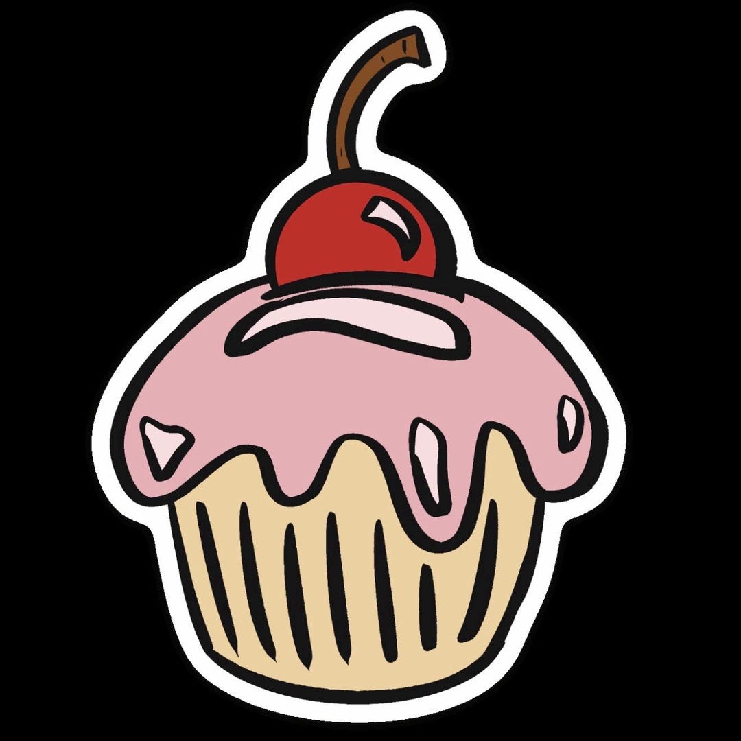 Cupcake Vinyl Sticker - Etsy