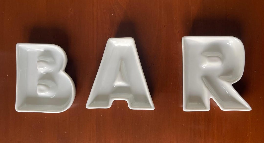 Alphabet Letter-shaped Ceramic Dishes – Set of 3 Spells “BAR” - Etsy