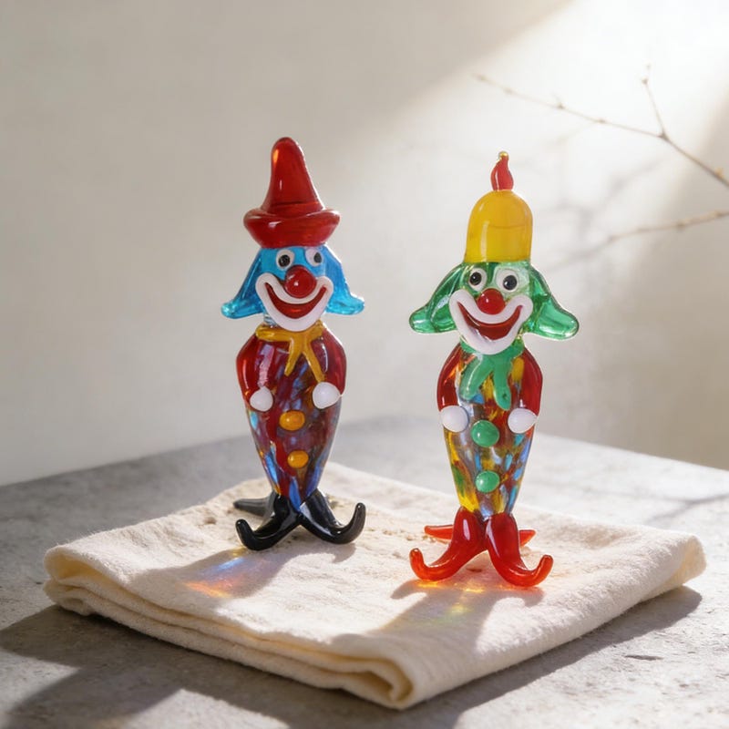 Glass Clowns Figurines - Etsy